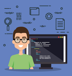 Software programmer cartoon Royalty Free Vector Image