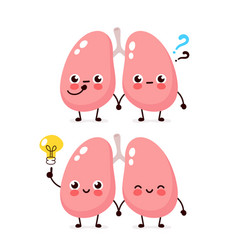 Strong cute healthy happy lungs Royalty Free Vector Image
