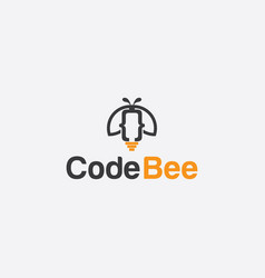 Code bee logo design template Royalty Free Vector Image