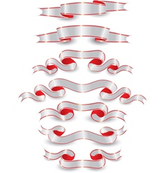 Big silver ribbons set Royalty Free Vector Image
