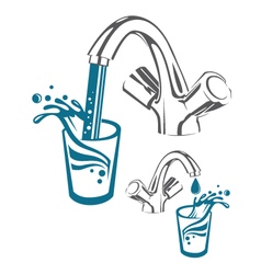 Water tap and stream Royalty Free Vector Image