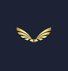 Fly wing gold logo Royalty Free Vector Image - VectorStock