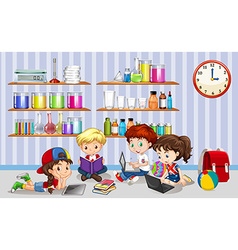 Children doing school work in classroom Royalty Free Vector