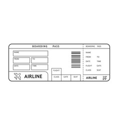 Thin line example ticket on plane with text Vector Image