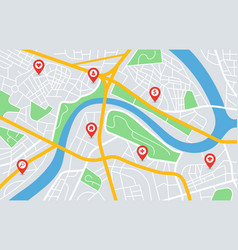 City map with location town plan pin for gps Vector Image