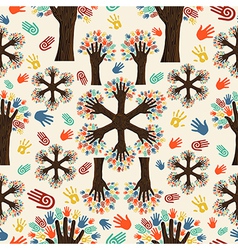 Colorful human hands solidarity tree Royalty Free Vector
