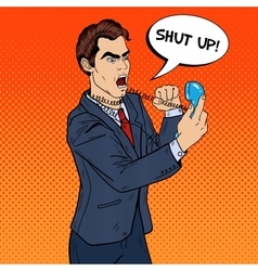 Pop art confused businessman in eyeglasses Vector Image