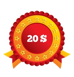 20 Dollars sign icon USD currency symbol Vector Image