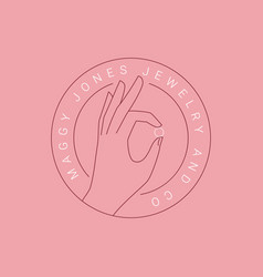 Female line out hand gesture logo Royalty Free Vector Image