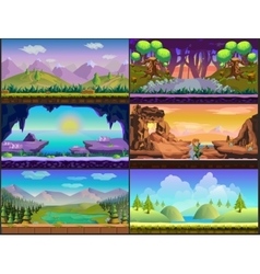 Cartoon game design nature landscape set Vector Image