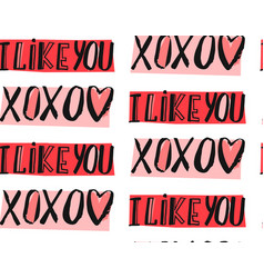 Seamless pattern hand written doodle xo xo Vector Image
