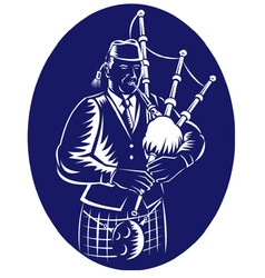 Scottish bagpiper piper in national clothes Vector Image