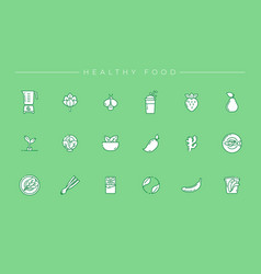 Healthy food flat objects fruits and vegetables Vector Image