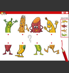Match cartoon fruit and vegetables clippings Vector Image