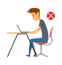 Correct body alignment in sitting working Vector Image