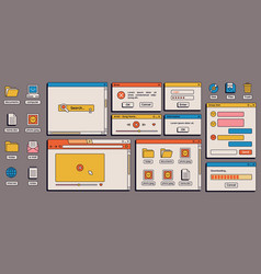 Old browser interface template isolated browser Vector Image
