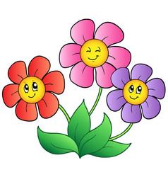 Three cartoon flowers Royalty Free Vector Image