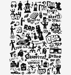 Raphip hop symbols - doodles set Royalty Free Vector Image