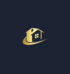 Simple house icon gold logo Royalty Free Vector Image