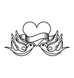 Romantic heart love wings valentine tattoo Vector Image