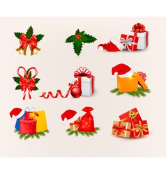 Big collection of christmas icons and design Vector Image