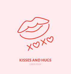 Hugs and kisses hand drawn lettering quote Vector Image