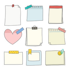 Realistic colorful blank sticky notes with clip Vector Image