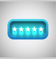 Glowing blue star rating in a realistic shiny box Vector Image