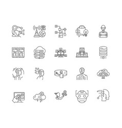 Data science line icons signs set Royalty Free Vector Image