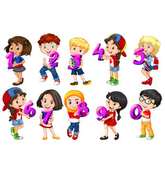 Little girl holding number one Royalty Free Vector Image