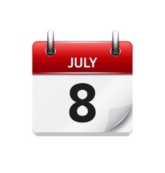 July 8 flat daily calendar icon Date and Vector Image