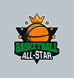 Vintage basketball emblem glowing neon sign Vector Image