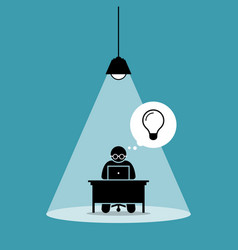 Stick figure man concentrating and focusing on Vector Image