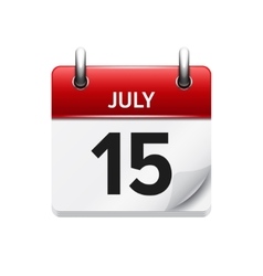 July 15 flat daily calendar icon Date Royalty Free Vector