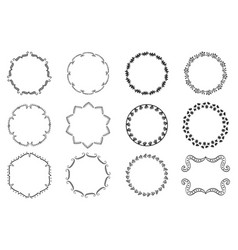 Hand drawn round frame with floral elements Vector Image