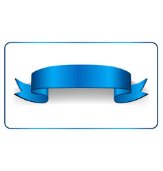 Blue ribbon banner satin glossy bow blank design Vector Image