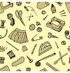 Seamless pattern with sewing tools Royalty Free Vector Image