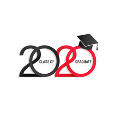 Congrats class 2020 lettering with graduation Vector Image