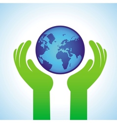 Realistic hands holding earth planet eco Vector Image