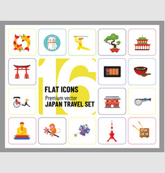 Japan travel icon set Royalty Free Vector Image