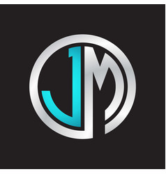 Jm logo initial with circle line cut design Vector Image