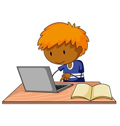 Boy and computer Royalty Free Vector Image - VectorStock