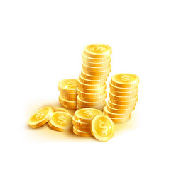 Gold coins icons golden coins stacks and Vector Image