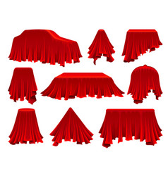 Rectangular table under red silk cloth on white Vector Image