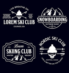Vintage ski or winter sports logo badge emblem Vector Image