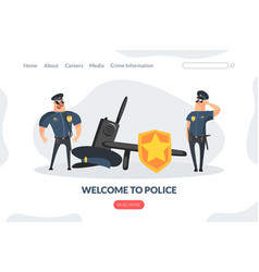 Welcome to work landing page template policemen Vector Image