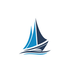 Sailboat and sun symbol Royalty Free Vector Image