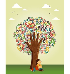 School education tree hand Royalty Free Vector Image