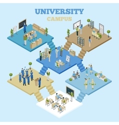 University study isometric set Royalty Free Vector Image