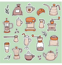 Coffee and tea badges patches stickers Royalty Free Vector